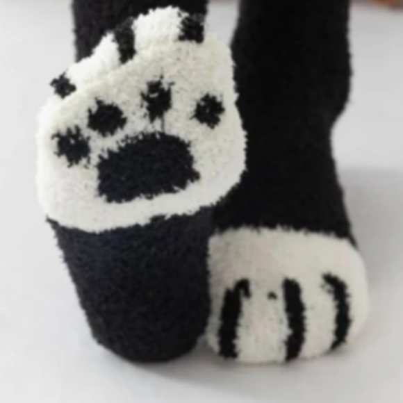 Accessories | Fuzzy Knee High Cat Paw Socks With Toe Beans On Feet ...